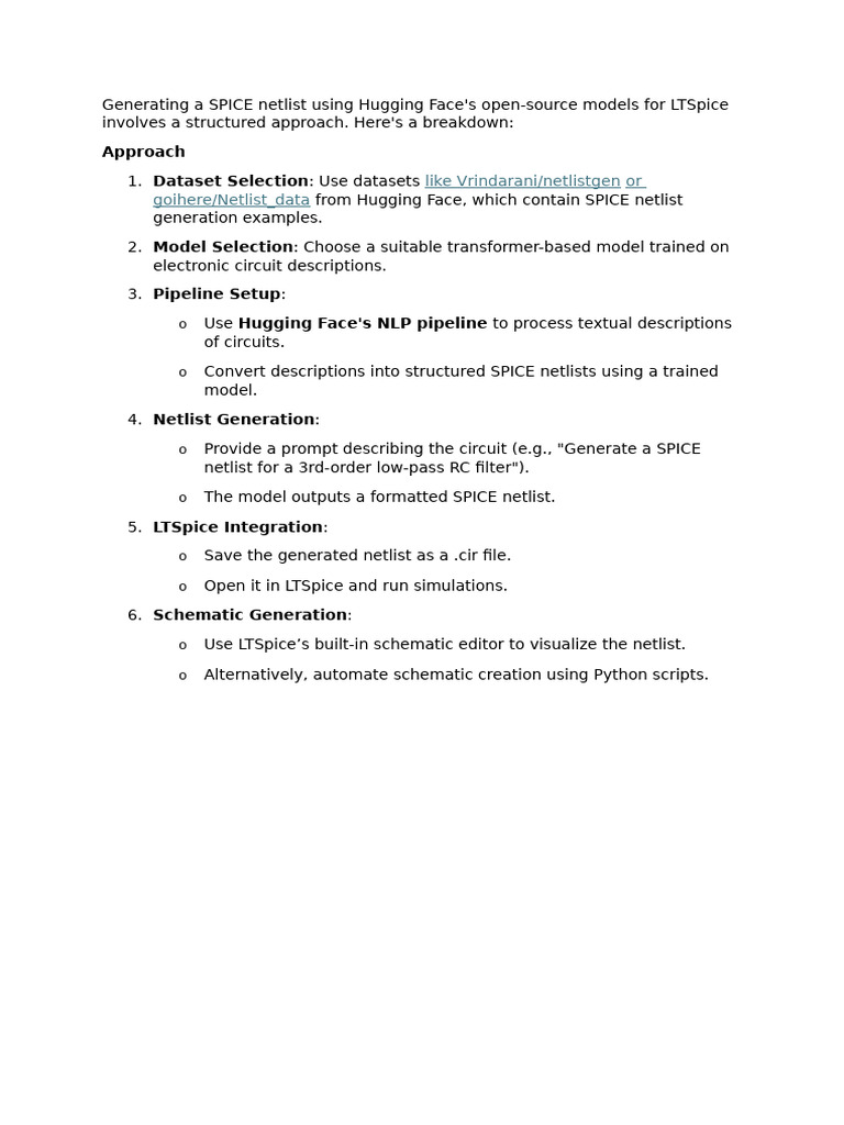 Generating A SPICE Netlist Using Hugging Face | PDF