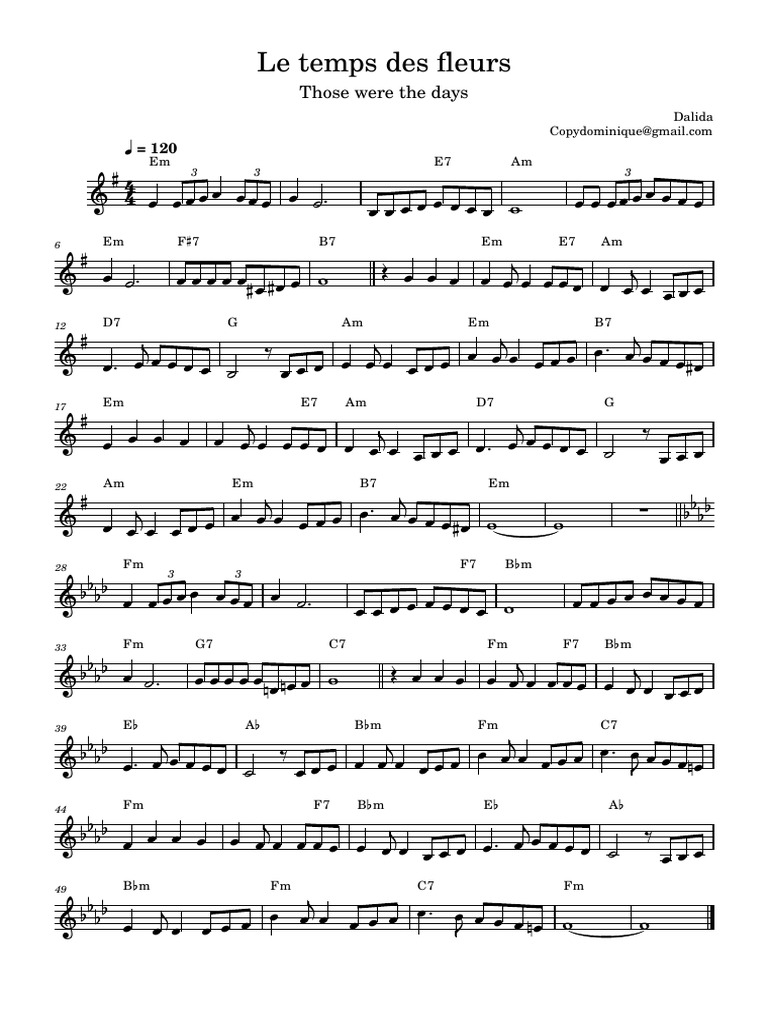 Le Temps des Fleurs by Dalida | PDF