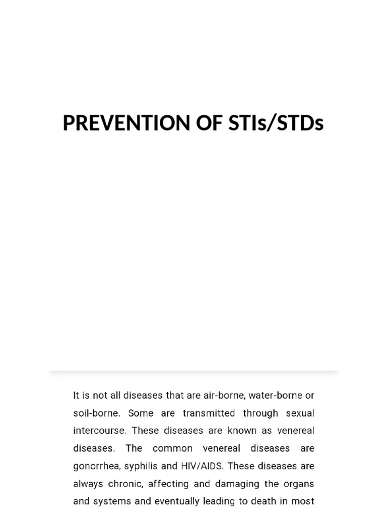 PREVENTION OF STIs. STDs | PDF