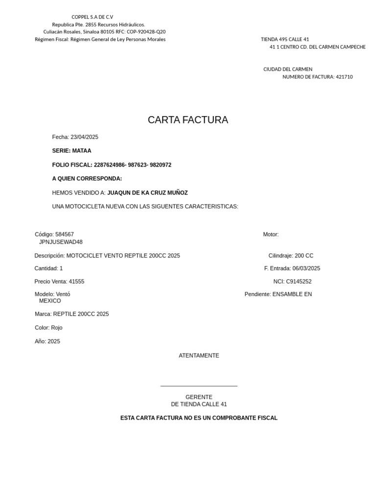 Carta Factura | PDF