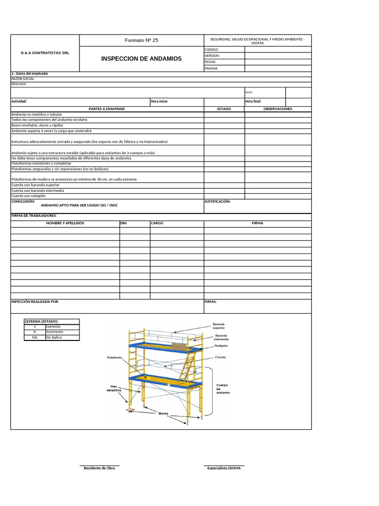 Inspeccion de Andamios | PDF | Andamio