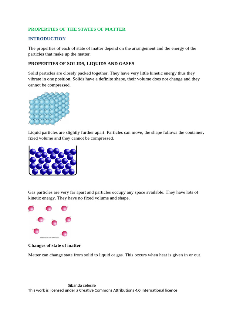 Chemistry - f1 Matter-Properties of The States of Matter | PDF