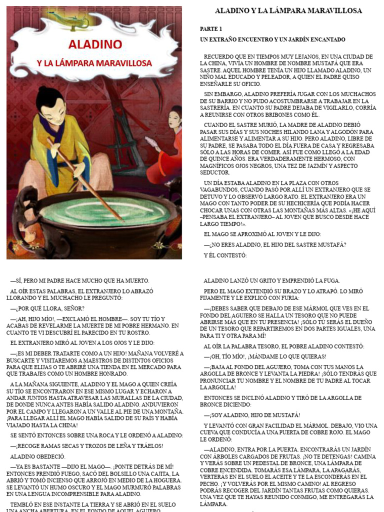 Aladino y la lámpara maravillosa: Parte 1 | PDF