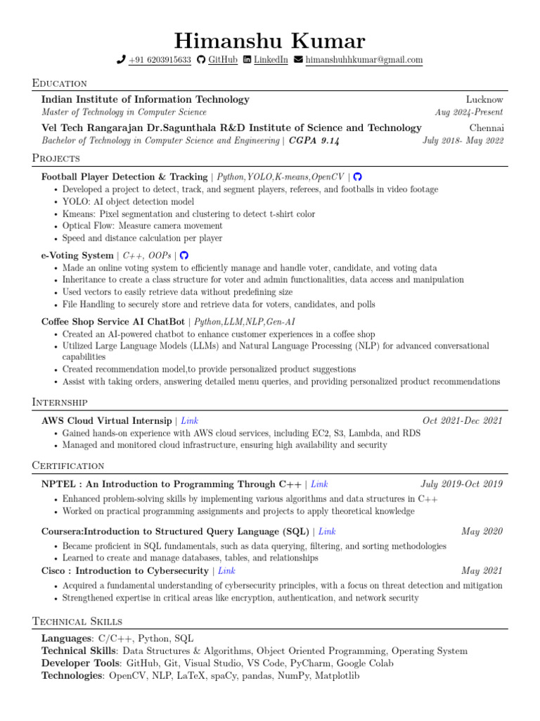 Himanshu Kumar: Lucknow | PDF | C++ | Sql