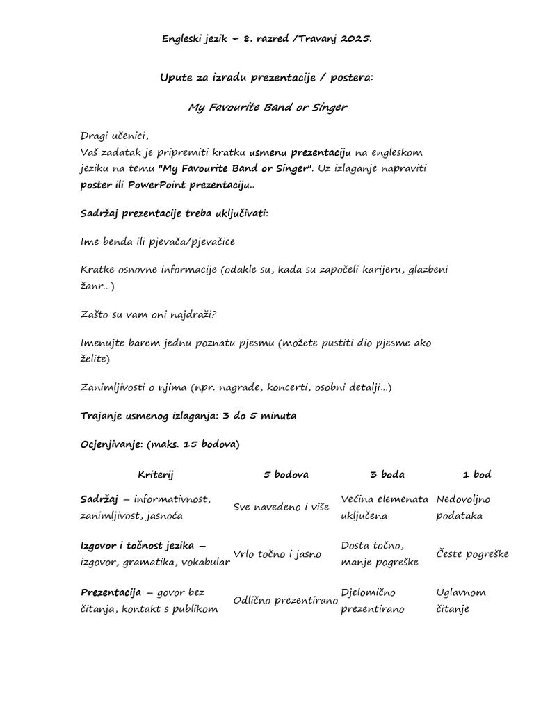 Upute Za Izradu Prezentacije | PDF