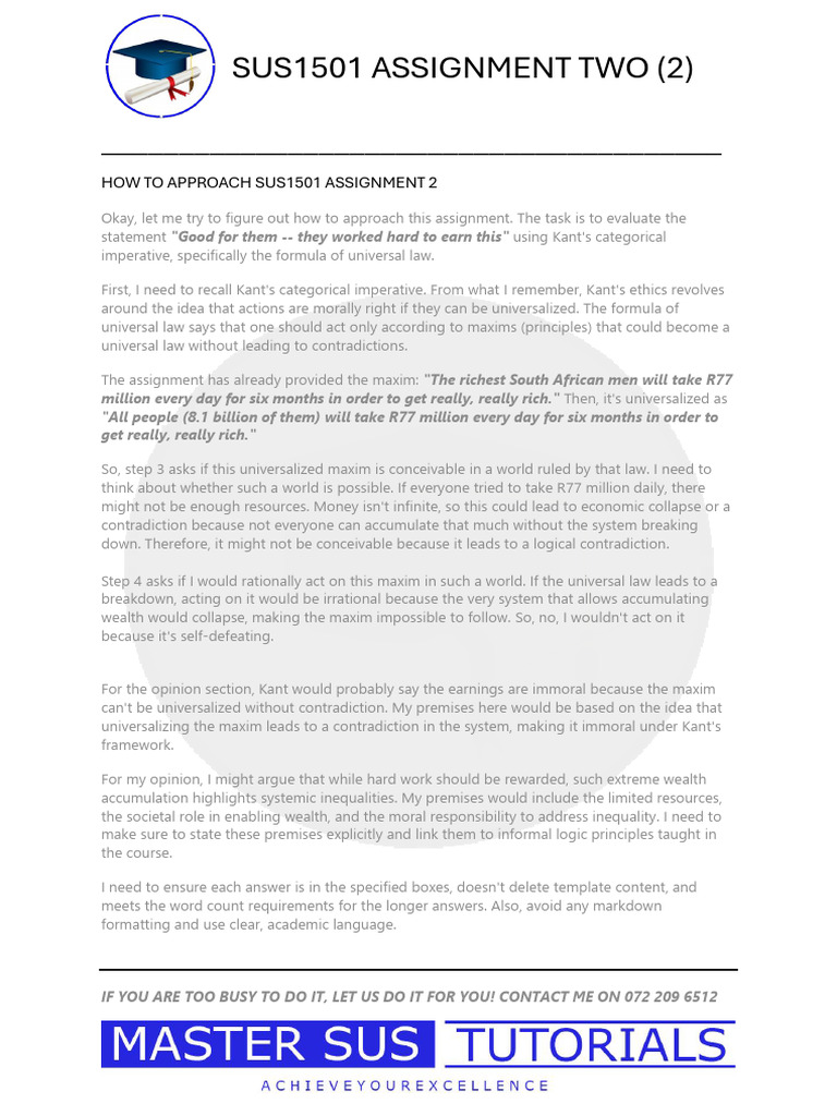 Sus1501 Assignment Two Guideline | PDF