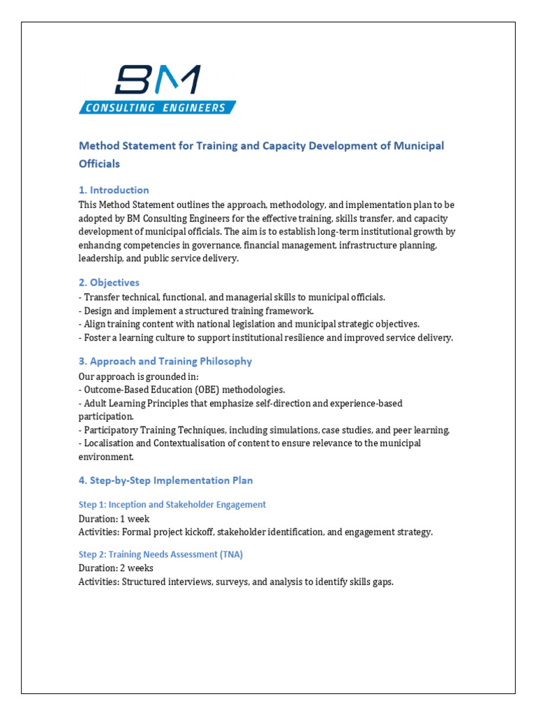 BM Training Method Statement | PDF | Methodology | Governance