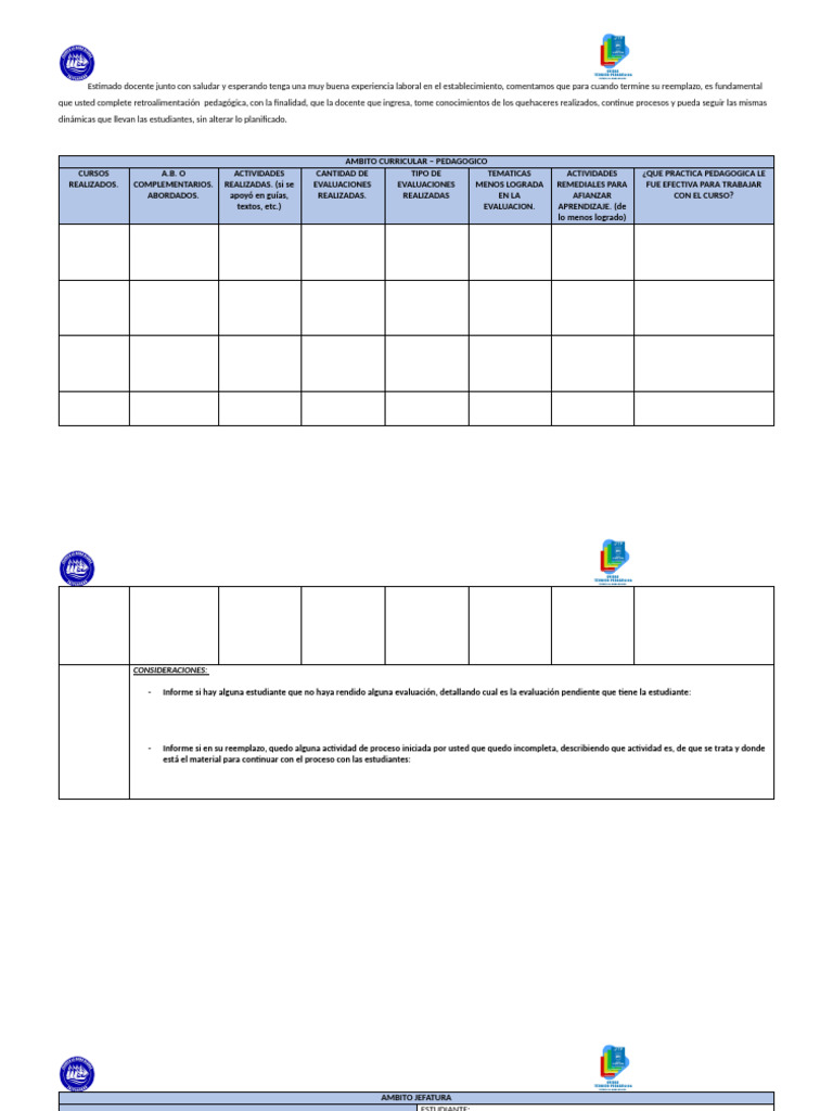 Formato Retroalimentacion de Informacion Docentes Remplazantes | PDF ...