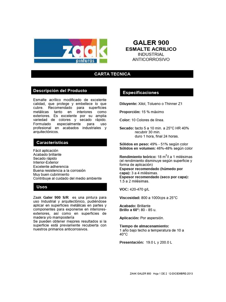 Ficha Galer 900 | PDF | Pintar | Materiales