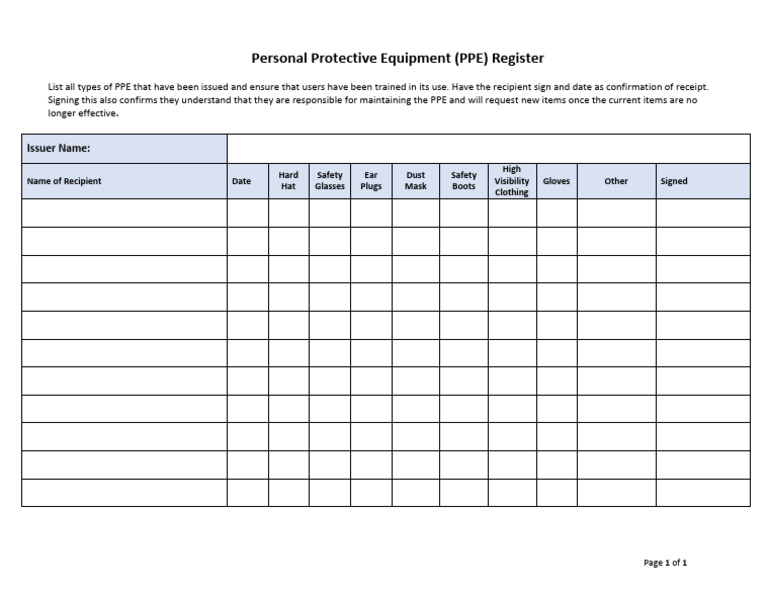 Register - PPE Issue - 2023 | PDF