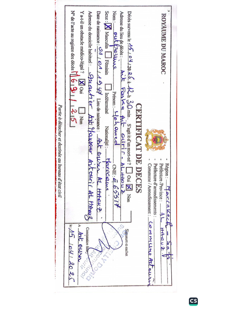 Certificat Décès | PDF