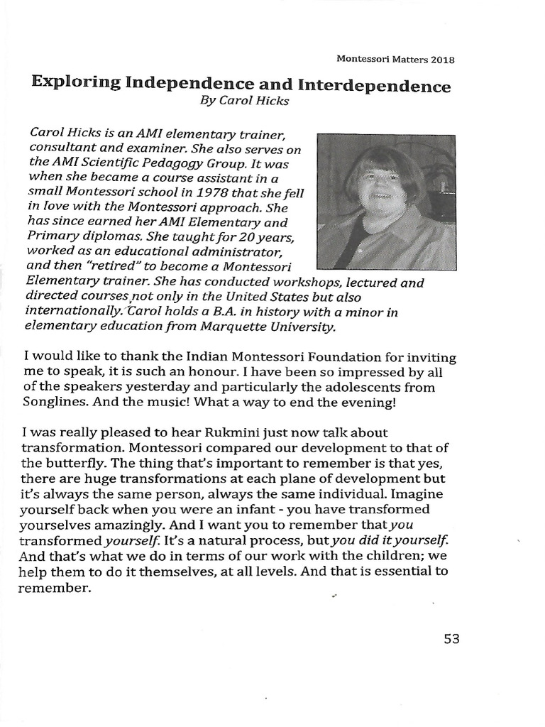 Exploring Independence and Interdependence - Carol Hicks PG 1 | PDF