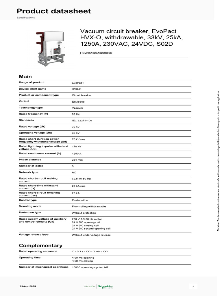 Schneider Electric - EvoPact-HVXO - HOW251223A02DS02D | PDF ...