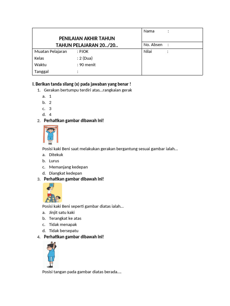 SOAL PJOK KELAS 2 | PDF