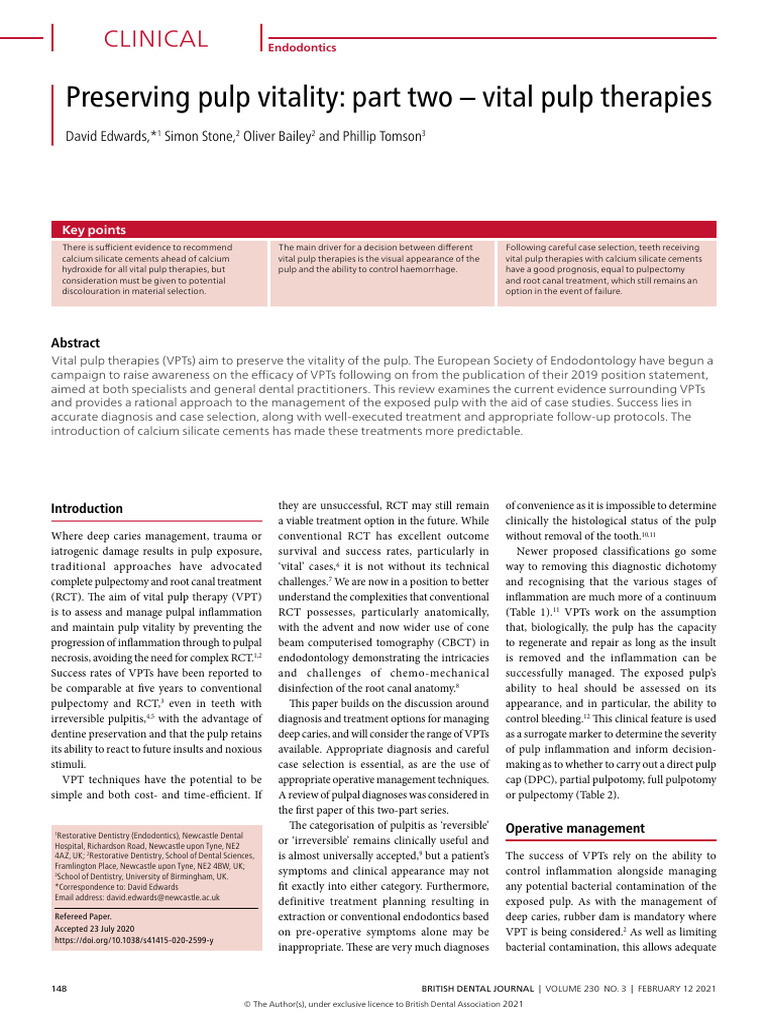 Pulp Vitality 2 | PDF | Dentistry Branches | Medical Specialties