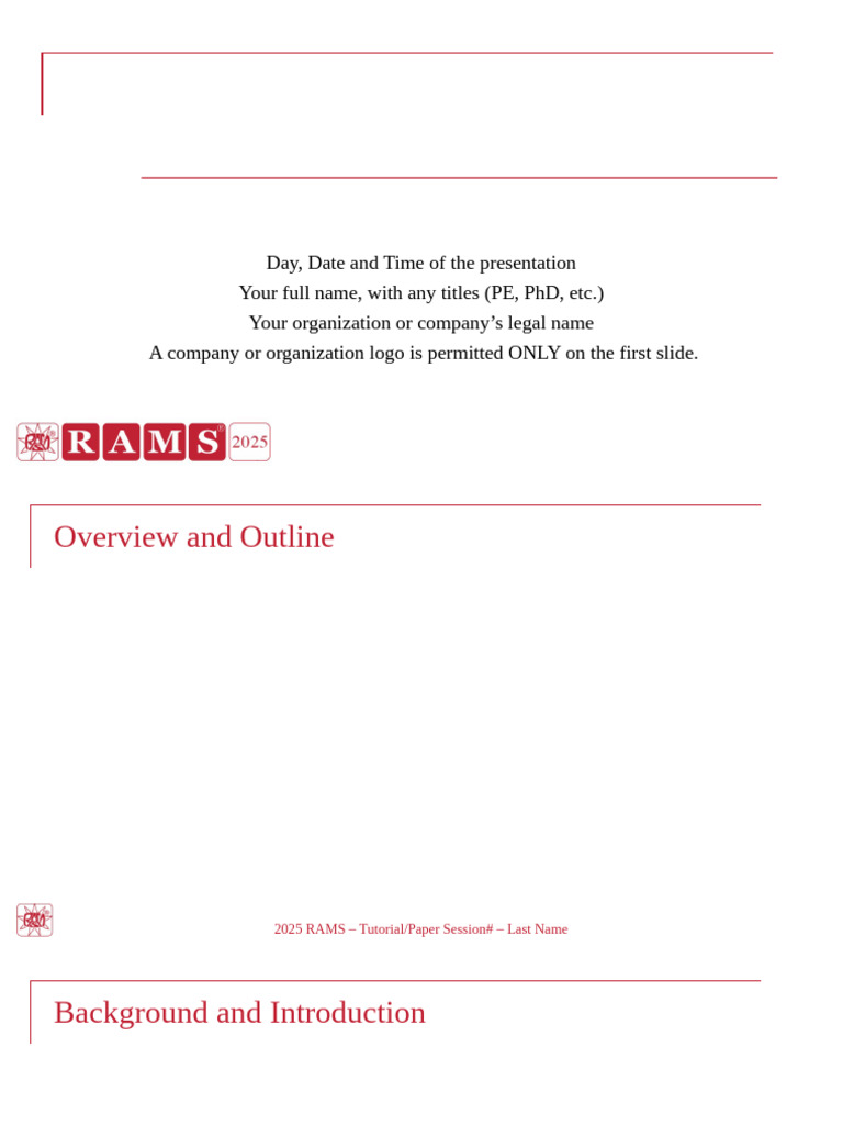 RAMS 2025 Presentation Template | PDF