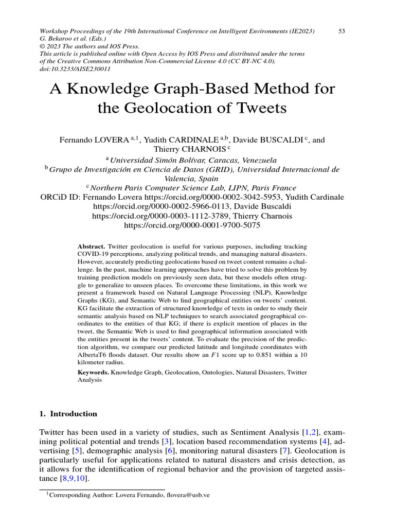 A Knowledge Graph Based Method for the Geolocation of Tweets | PDF | Metadata | Semantic Web