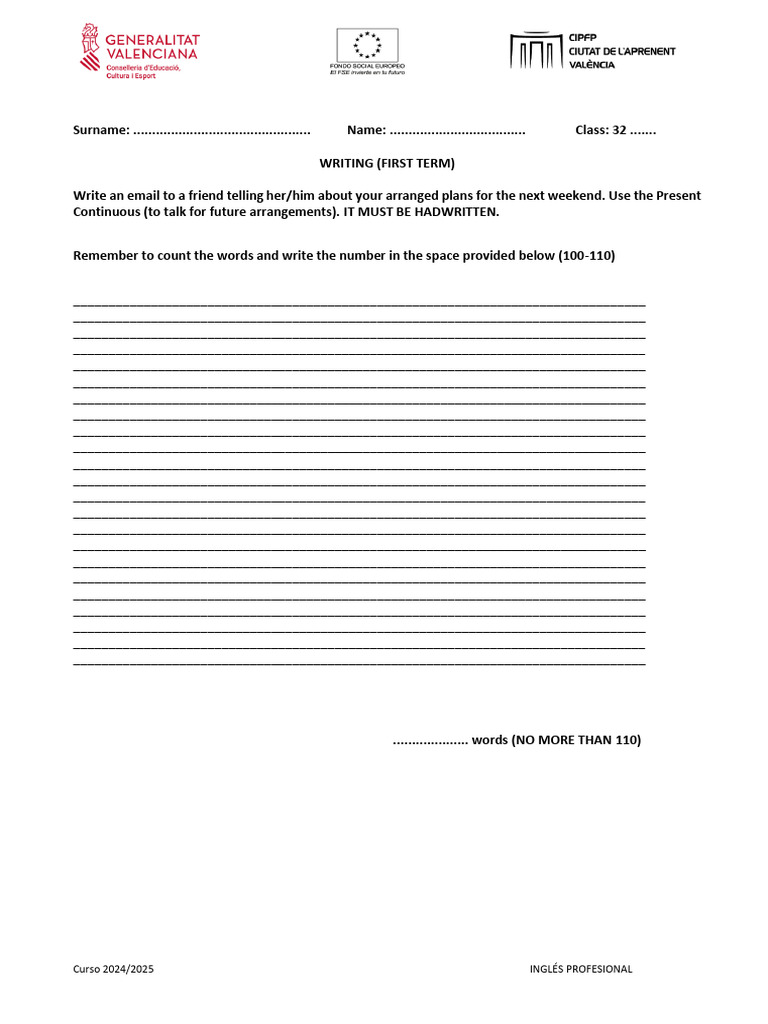 32 Semi Writing Practice First Term | PDF