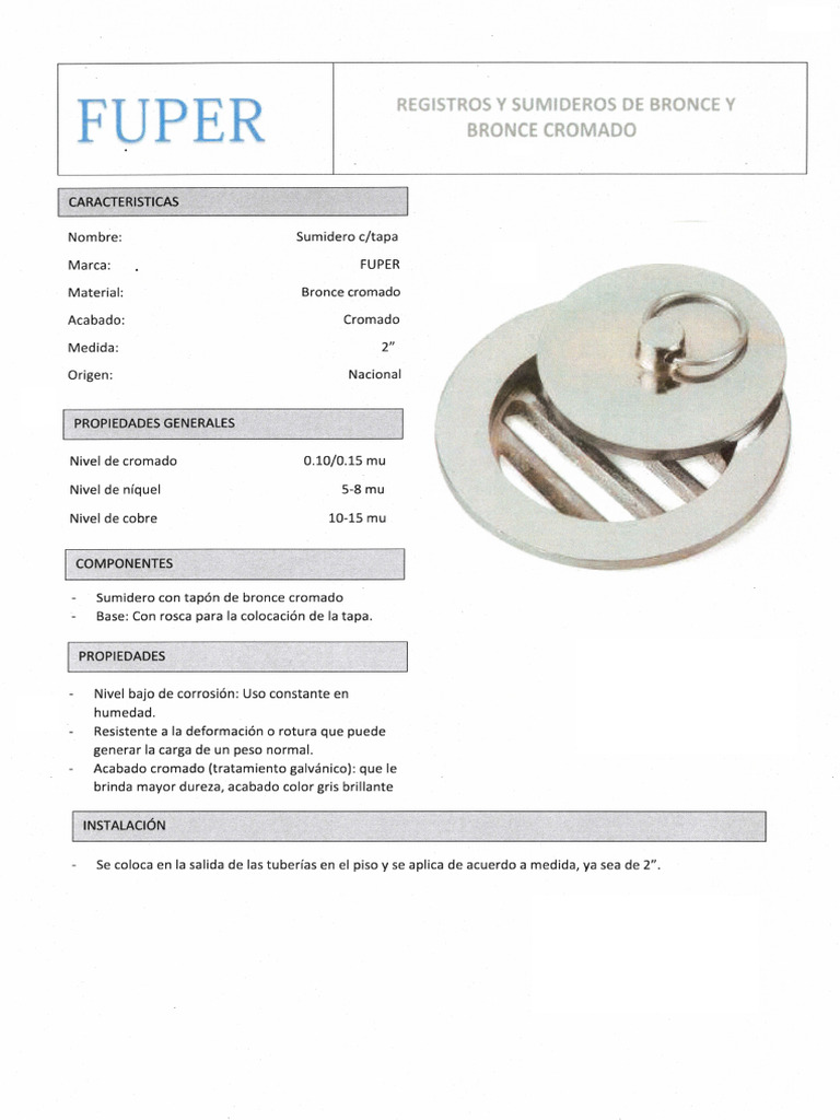 FT - SUMIDERO Y REGISTRO CROMADO - FUPER-páginas-2 | PDF
