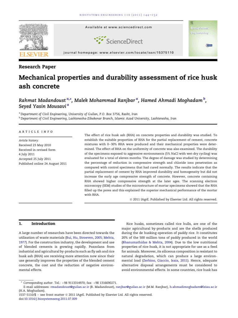 Mechanical Properties and Durability Ass | PDF | Concrete | Cement
