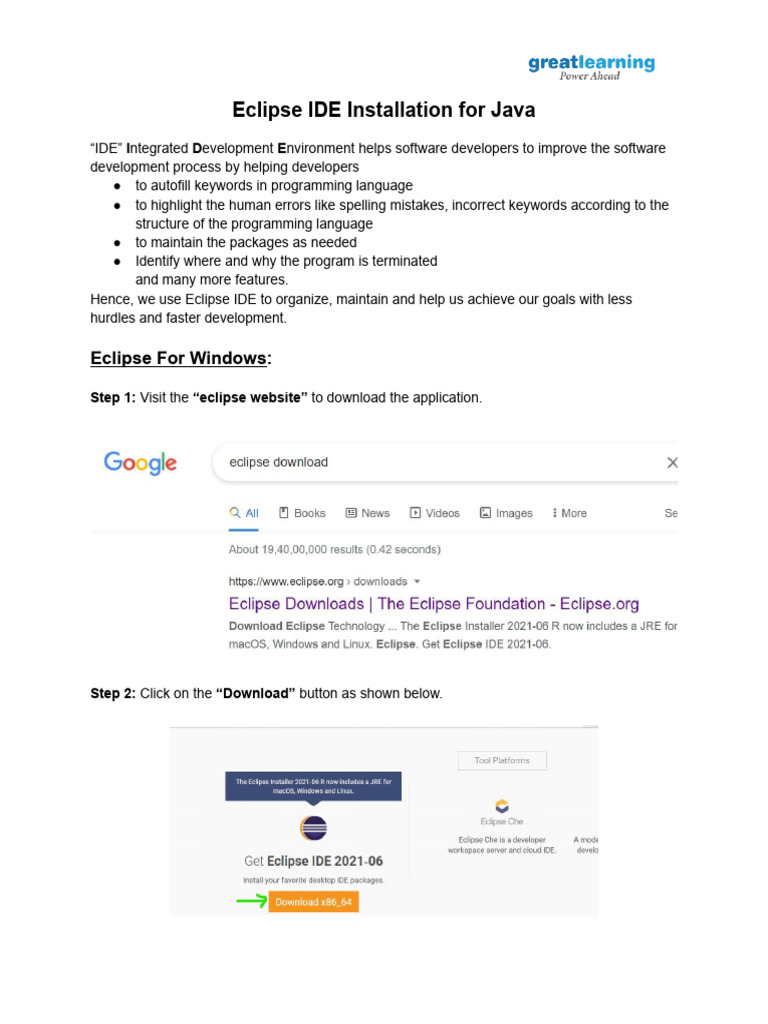 Eclipse IDE Installation For Java | PDF | Eclipse (Software) | Java (Programming Language)