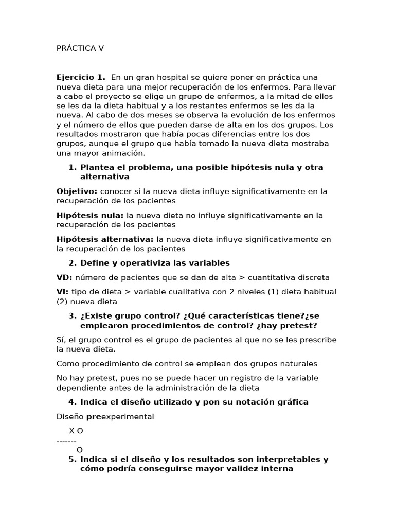 Práctica V | PDF | Experimentar | Dieta