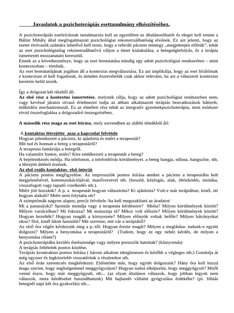 Integratív Esetírás Szempontrendszer | PDF