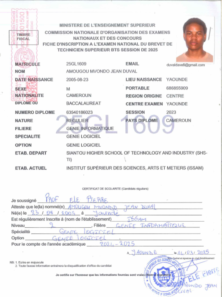 Fiche D'inscription | PDF