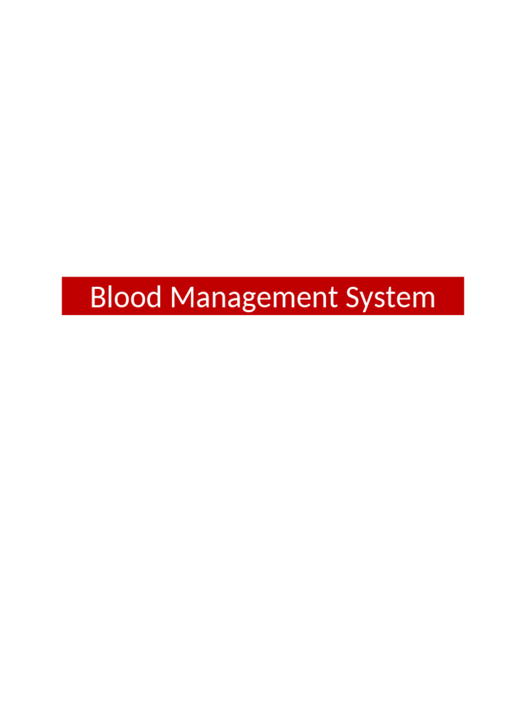 Blood Management System | PDF