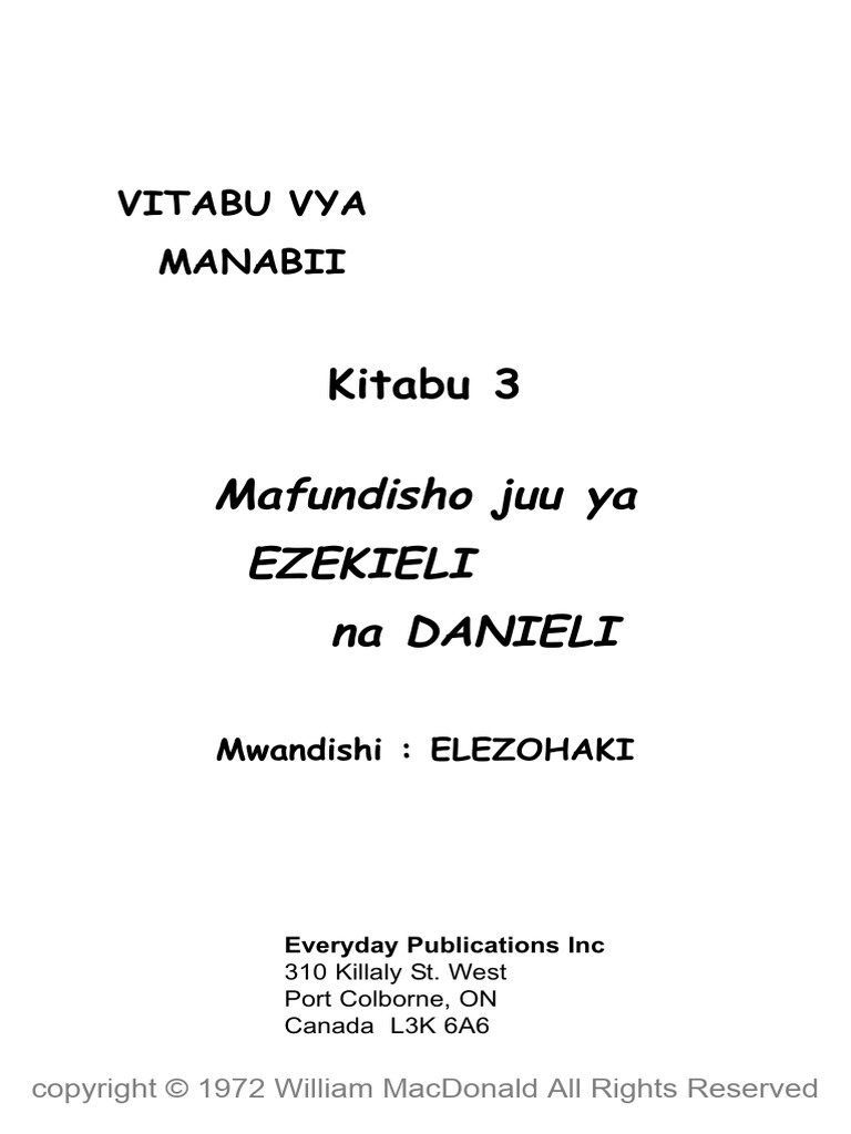 Swahili-Congo-Vitabu Vya Manabii Kitabu 3 Mafundisho Juu Ya Ezekieli Na ...
