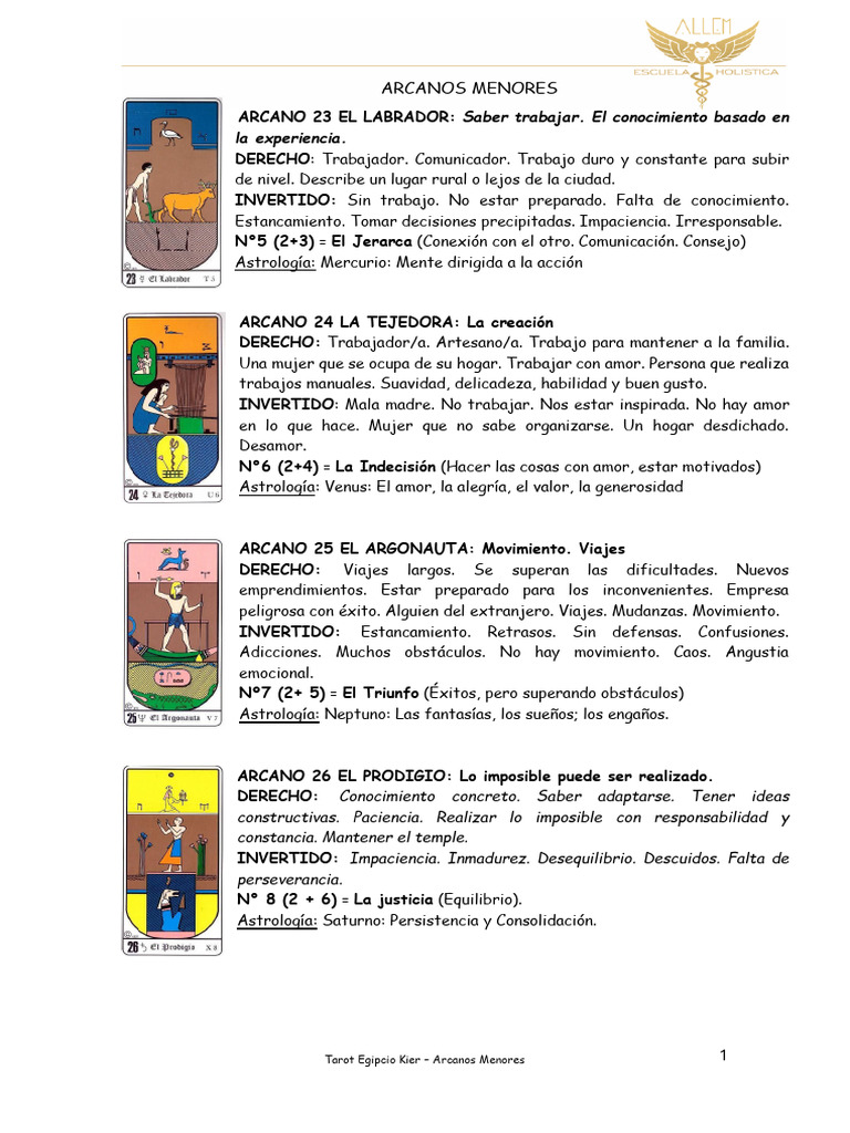 Significado del Arcano 23 en Tarot Egipcio | PDF | Amor | Las emociones