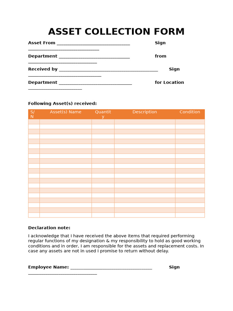 Asset Collection Form | PDF