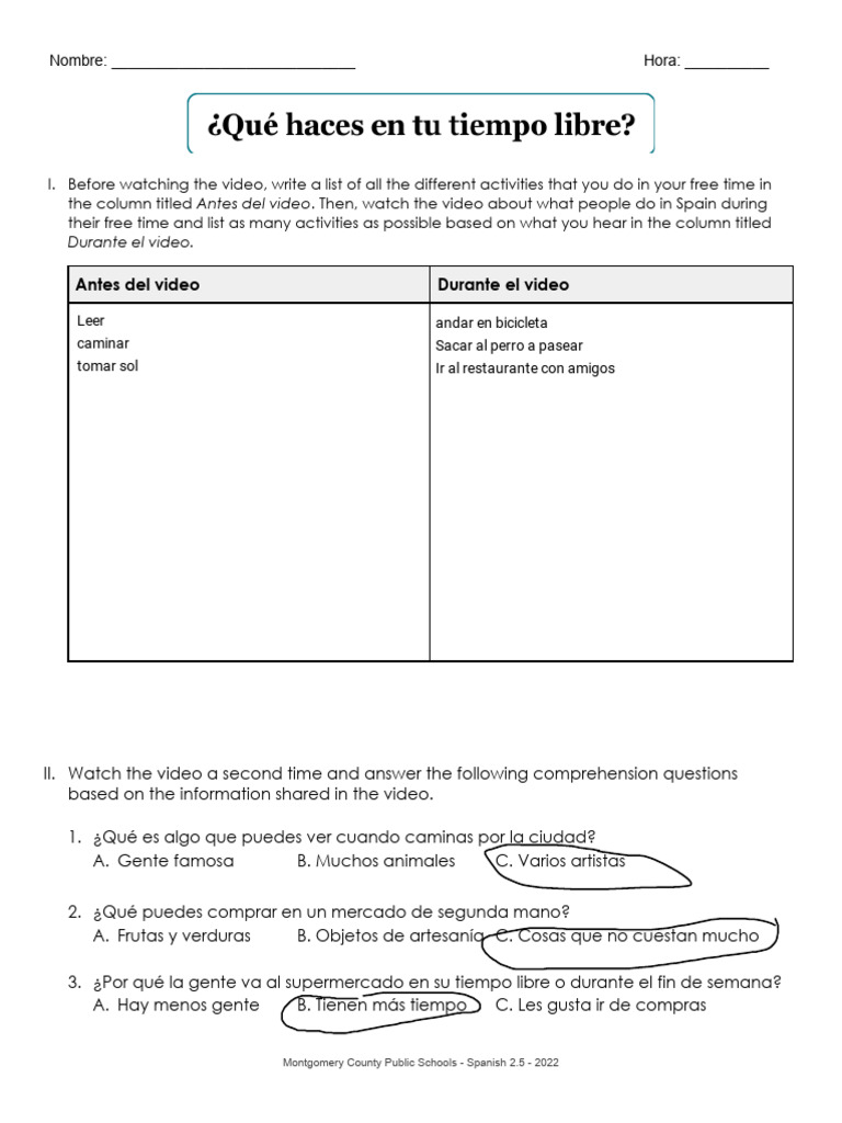 Elizabeth - Copy of ¿Qué Haces en Tu Tiempo Libre? | PDF