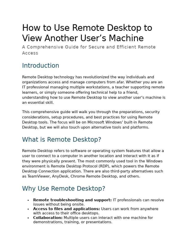 How To Use Remote Desktop | PDF | Remote Desktop Services | User (Computing)