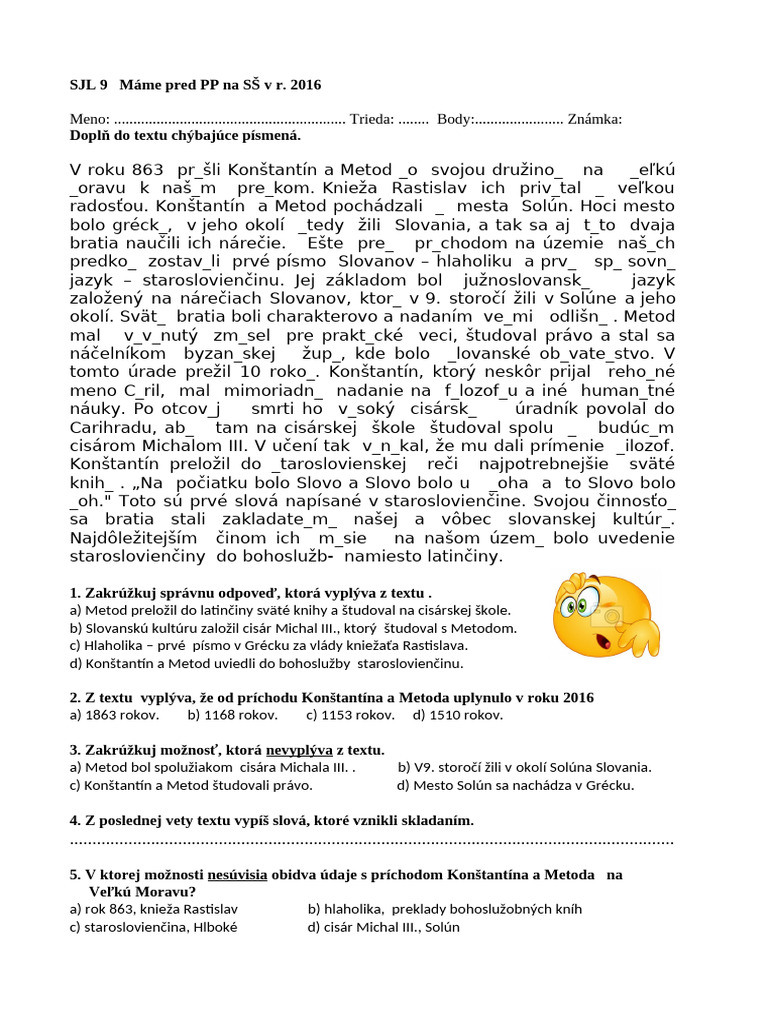 SJL 9 Máme pred PP na SŠ v r. 2016 | PDF