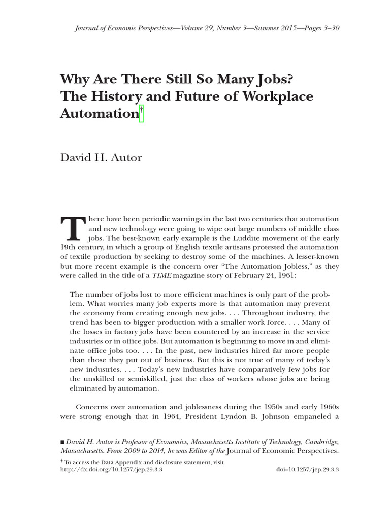 Autor 2015 Why Are There Still So Many Jobs The History and Future of ...