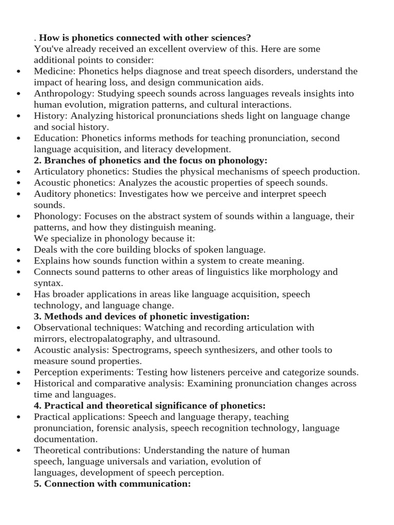 Phonetics: Interdisciplinary Connections | PDF | Phonetics | Speech