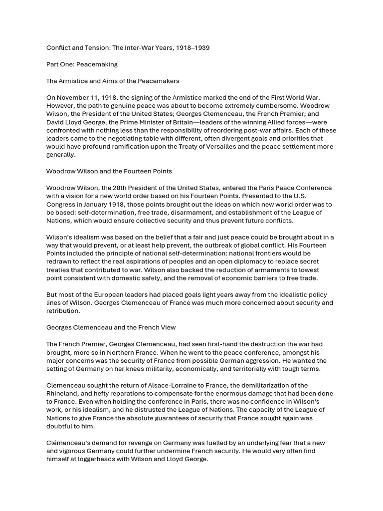 CONFLICT AND TENSION INTERWAR YEARS NOTES | PDF | League Of Nations ...