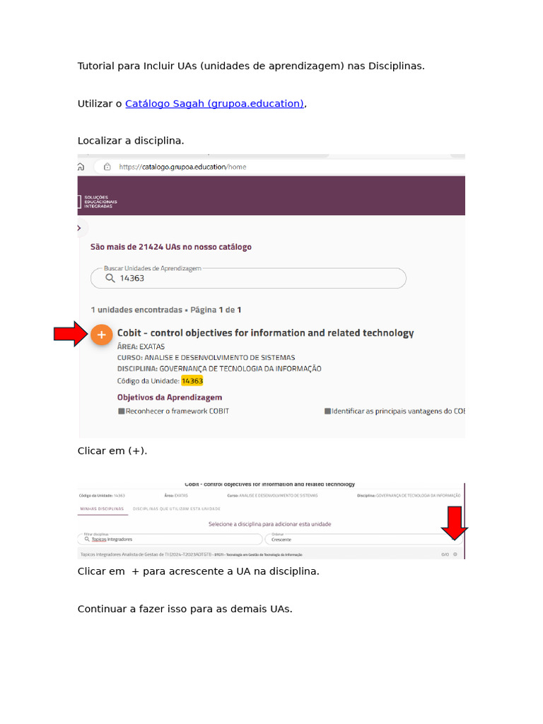 Como Incluir UAs nas Disciplinas | PDF