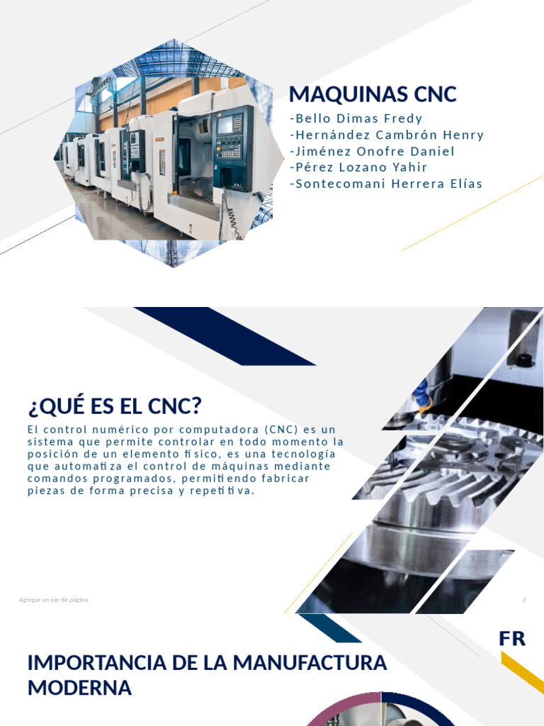 PRESENTACION SOBRE MAQUINAS CNC CAM | PDF | Control numerico | Sector secundario de la economía