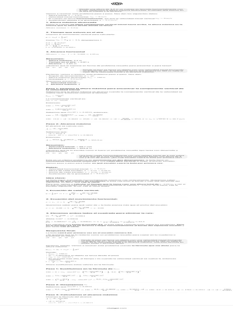 Lanzamiento Horizontal y Alcance | PDF