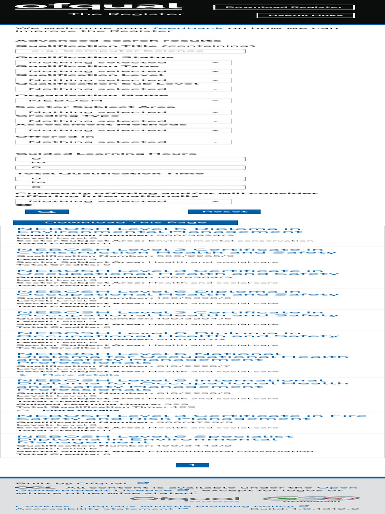 The Register of Regulated Qualifications Advanced Search Results | PDF ...