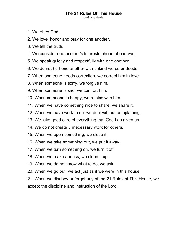 21 Rules for a Godly Household | PDF