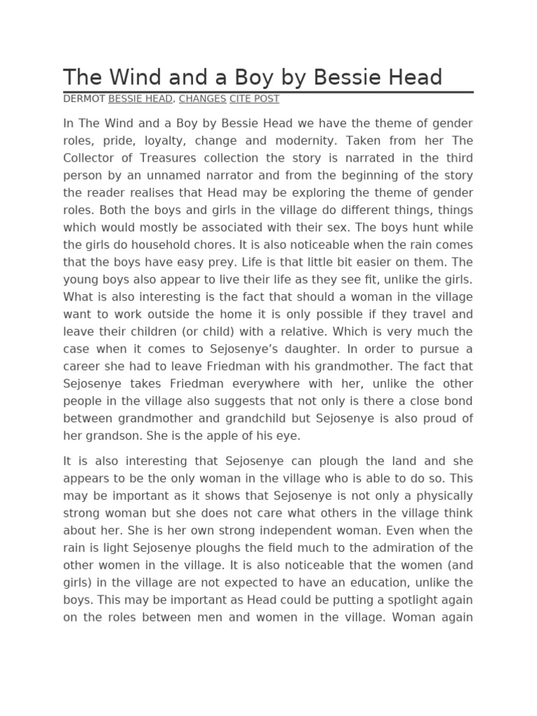 The Wind and A Boy by Bessie Head | PDF