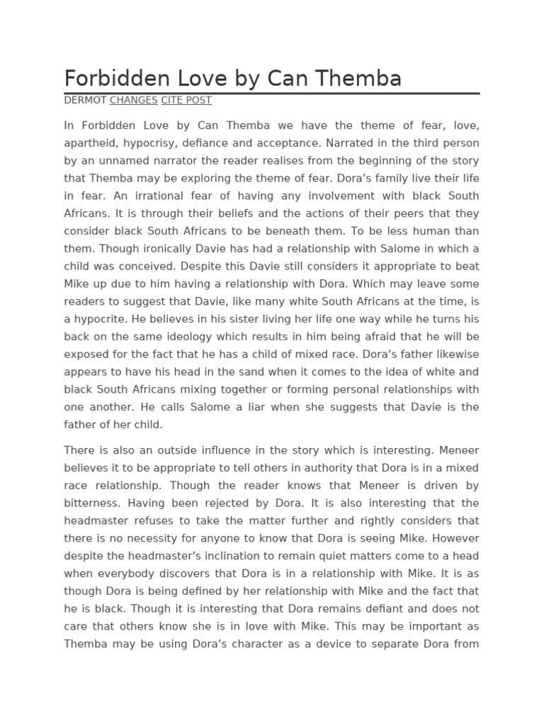 Forbidden Love by Can Themba | PDF | Apartheid