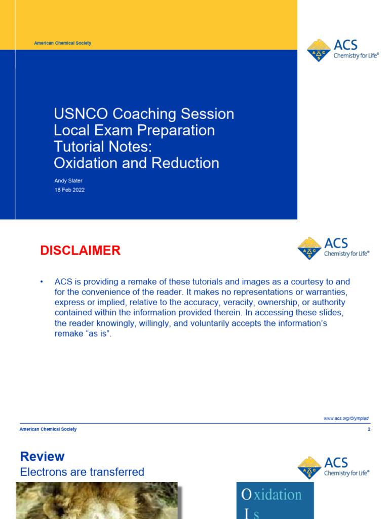 2022 Usnco Coaching Localprep Oxydation and Reduction | PDF | Redox | Anode