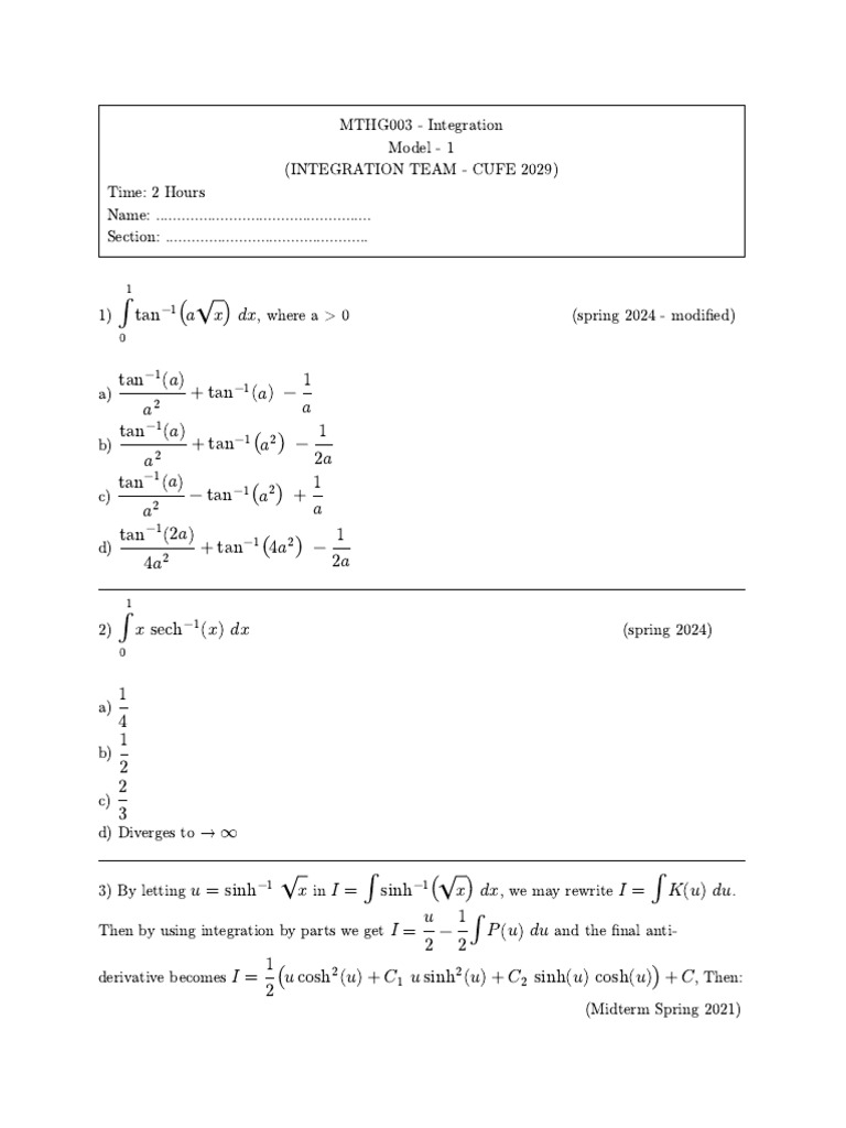 Integration MCQ Model 1 (Rev.2) | PDF | Elementary Geometry | Euclidean Geometry