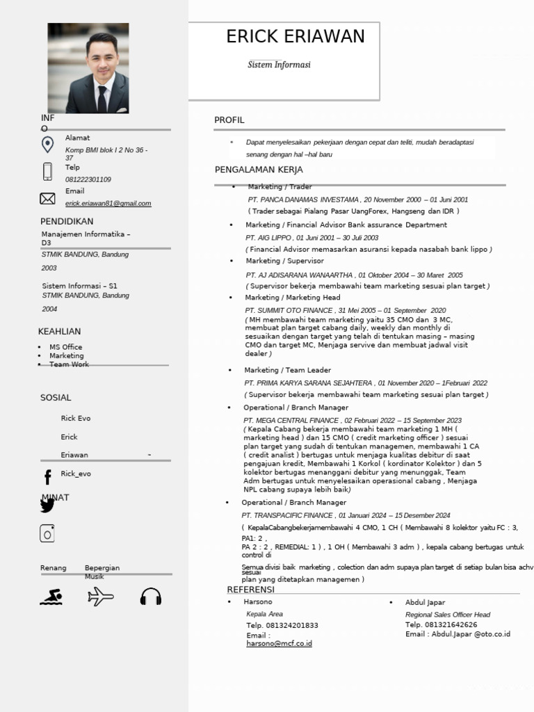 CV Lamaran - Erick Eriawan | PDF