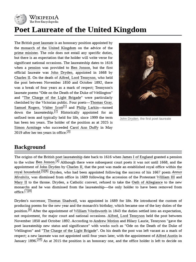 History of the UK Poet Laureate | PDF | Poetry | Poets