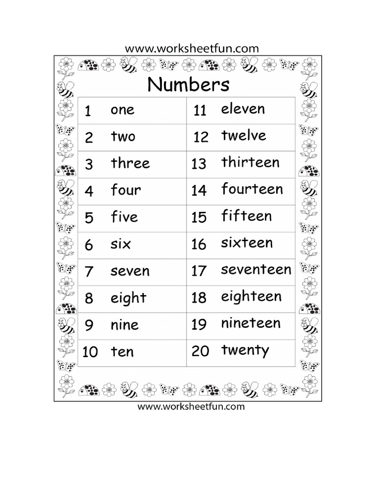 numbers 1-20 | PDF